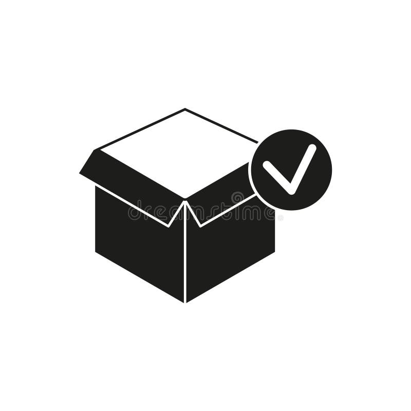 Package Icon. Open Box Symbol. Checkmark Validation Vector. Delivery ...