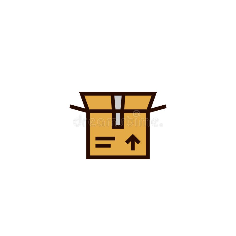 Package Icon. Opened Cardboard Box Symbol. Relocation and Delivery ...