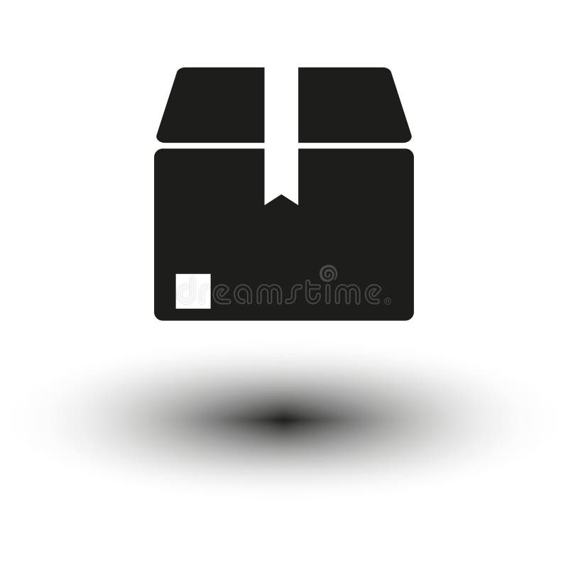 Package Icon Vector. Black and White. Box with Shadow. Simple Shipping ...