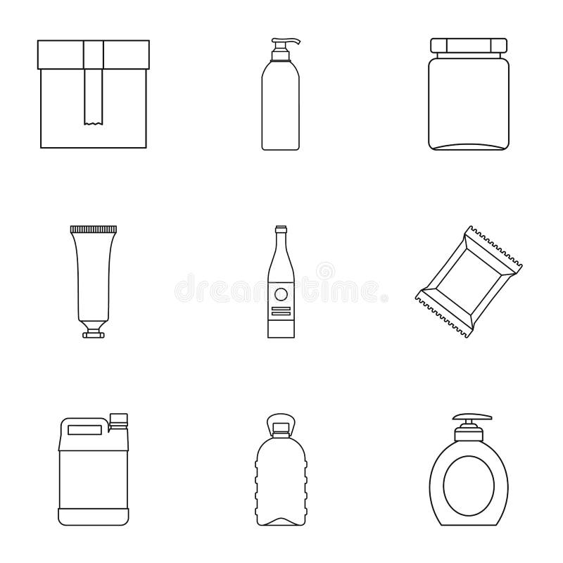 100 Package Icons Set, Outline Style Stock Vector - Illustration of ...