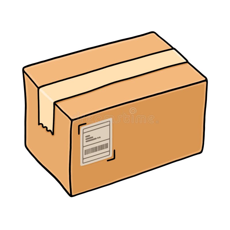 Cardboard Box Package Illustration. Isolated Closed Package Ready To ...