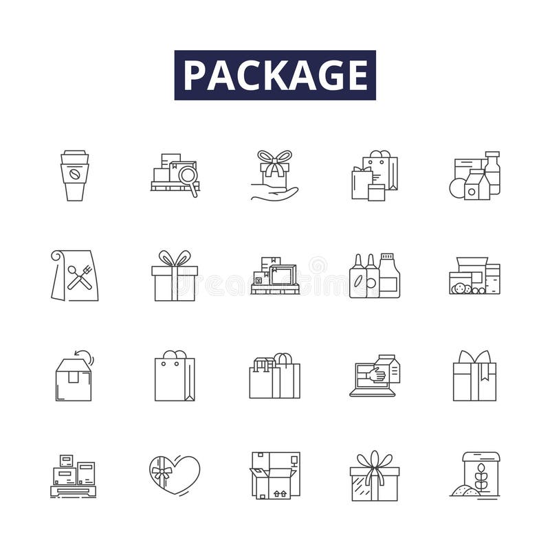 Package Line Vector Icons and Signs. Cargo, Shipment, Container, Box ...