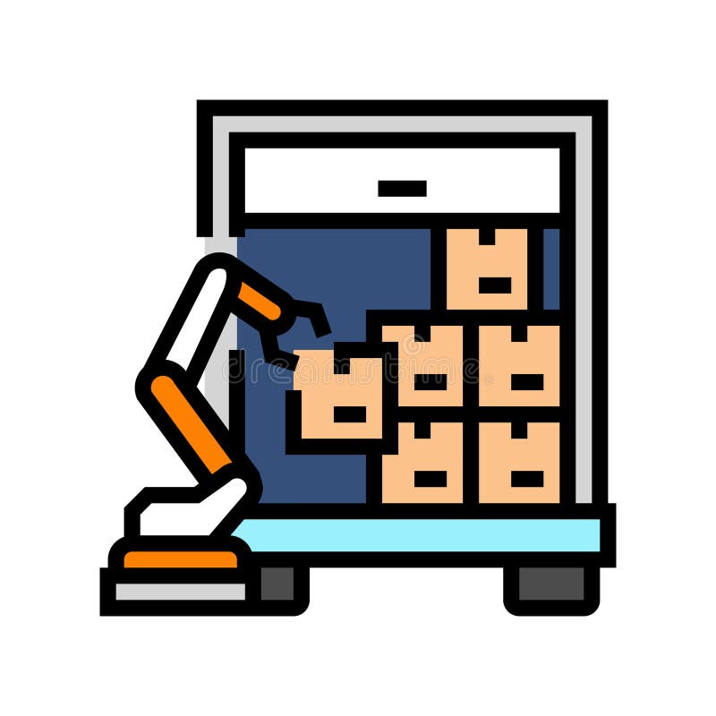 Package Loading Autonomous Delivery Color Icon Vector Illustration ...