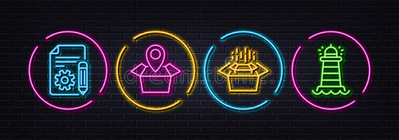 Package Location, Documentation and Packing Boxes Minimal Line Icons ...