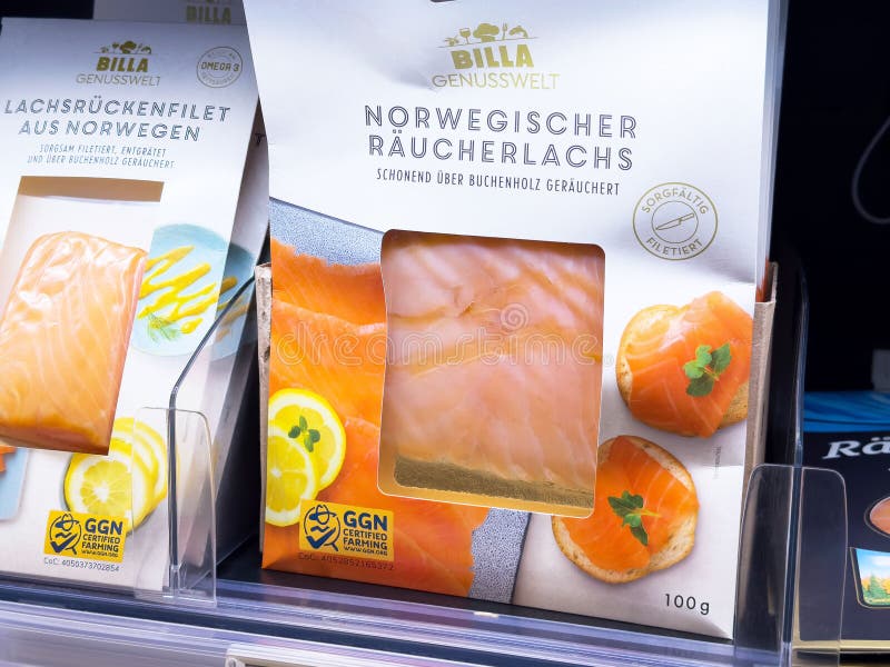 A Package of Salmon Fillets in Plastic Stock Image - Image of glass ...