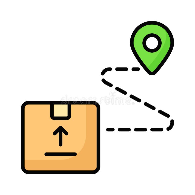 Package Parcel with Map Pin Showing Concept Icon of Delivery Route ...
