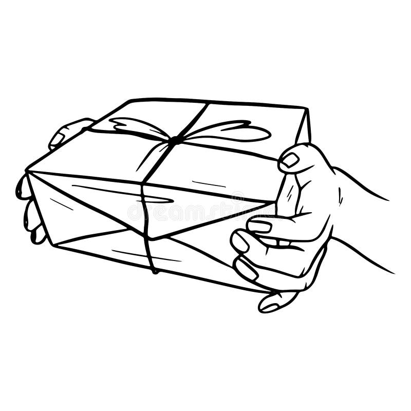 Package. Post Office. Box in Hand. Delivery. Cartoon Style Stock Vector ...