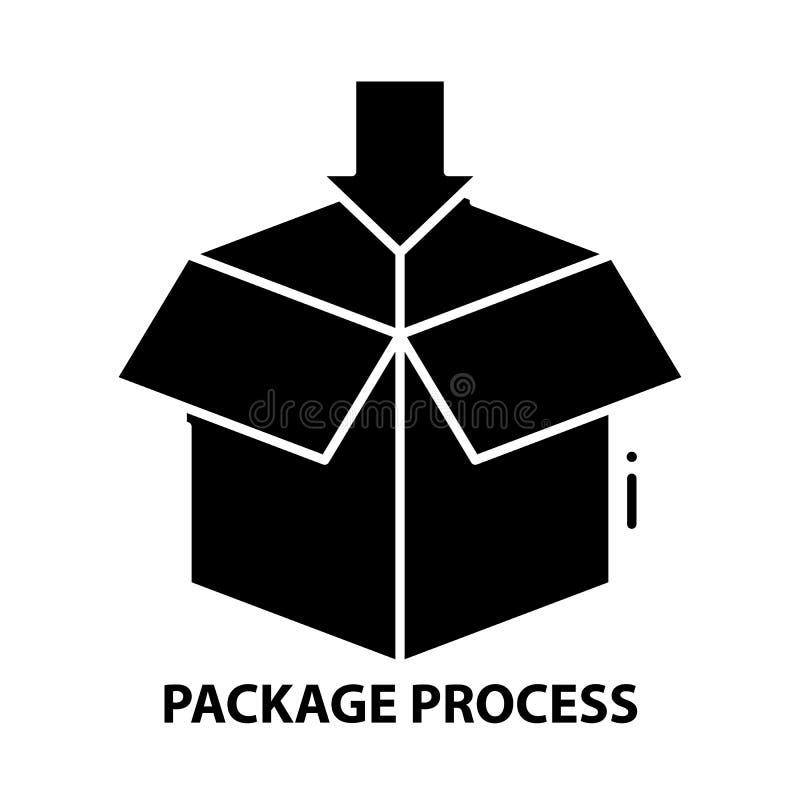 Package Process Icon, Black Vector Sign with Editable Strokes, Concept ...
