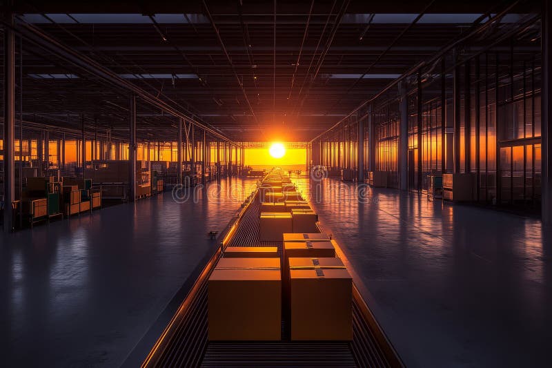 Dawn Package Processing Facility Stock Illustration - Illustration of ...