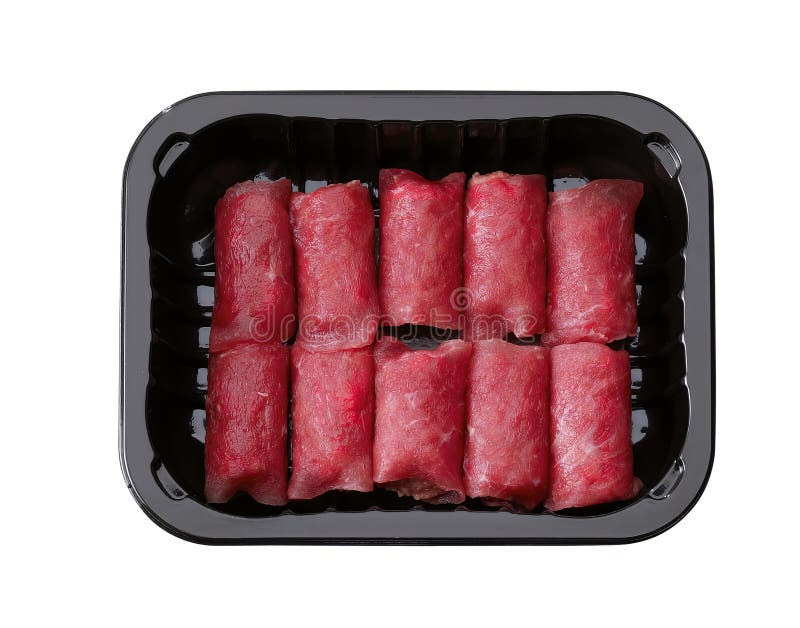 Package of Raw Meat Roll Slavink Isolated on White Background Stock ...