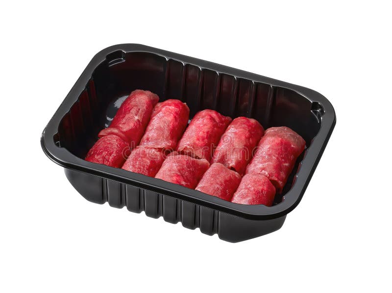 Package of Raw Meat Roll Slavink Isolated on White Background Stock ...