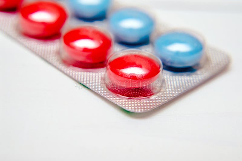 A Package of Red and Blue Tablets Stock Image - Image of drug, pills ...