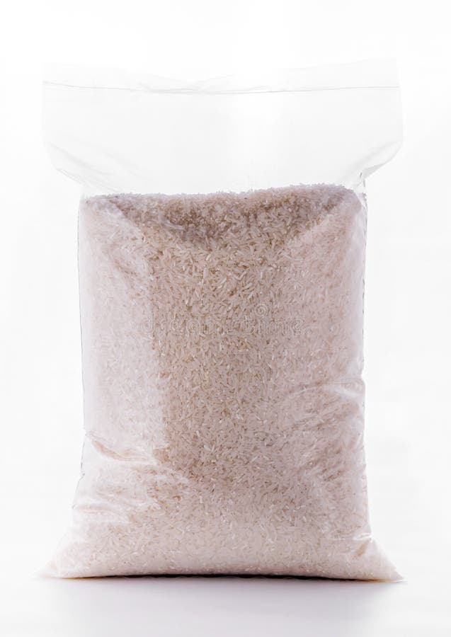 Package Rice with Plastic Bag Isolated Stock Photo - Image of mockup ...