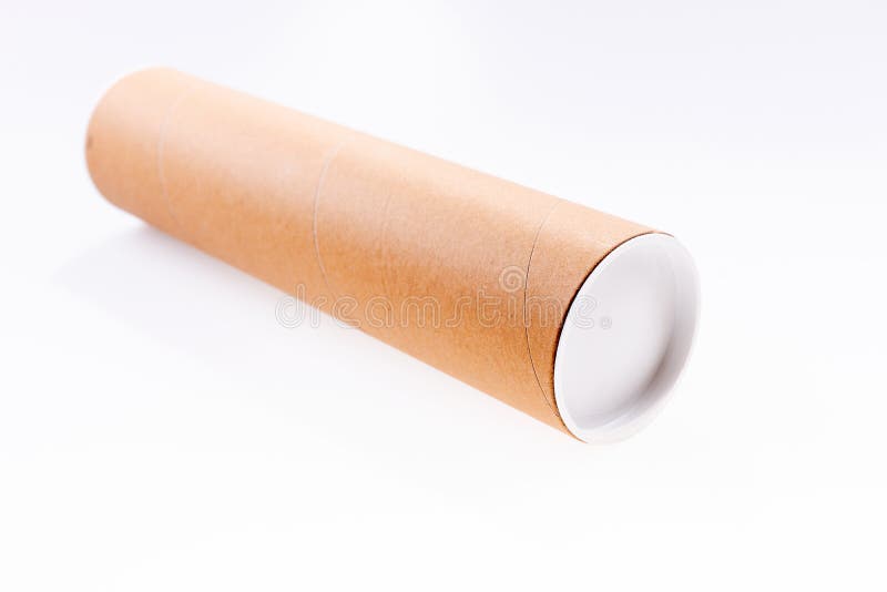 Package Roll in Craft Paper on a Blue Background Stock Image - Image of ...