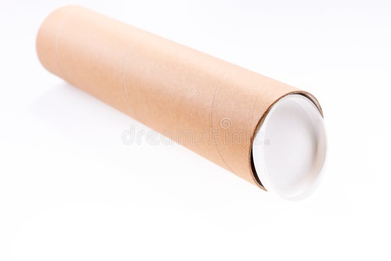 Package Roll in Craft Paper on a Blue Background Stock Image - Image of ...