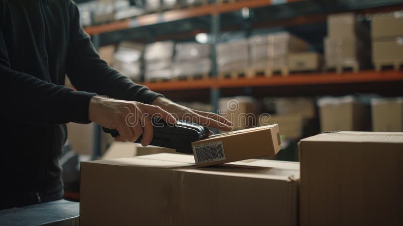 The Package Scanning Process.AI Generated Image Stock Photo - Image of ...