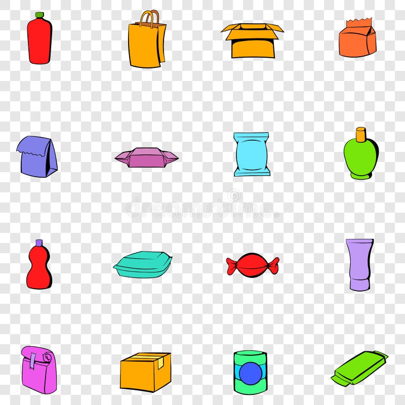 Package Icons Set, Cartoon Style Stock Vector - Illustration of cargo ...