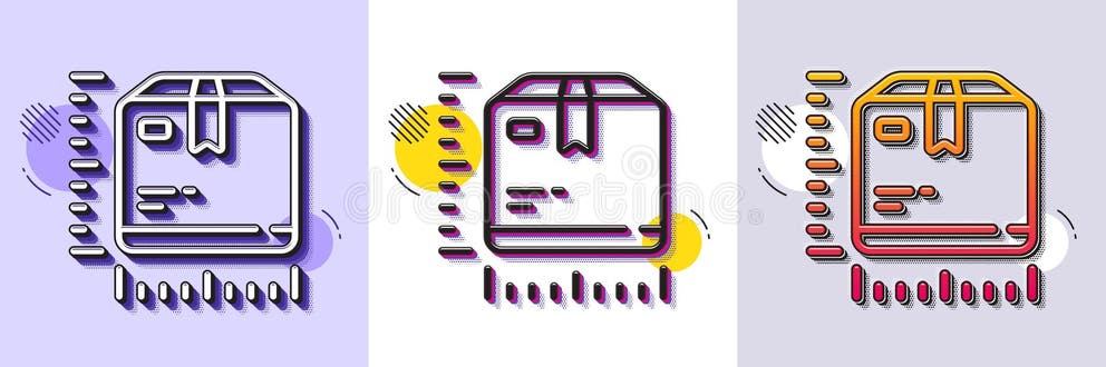 Package Size Line Icon. Box Dimension Sign. Halftone Dotted Pattern ...