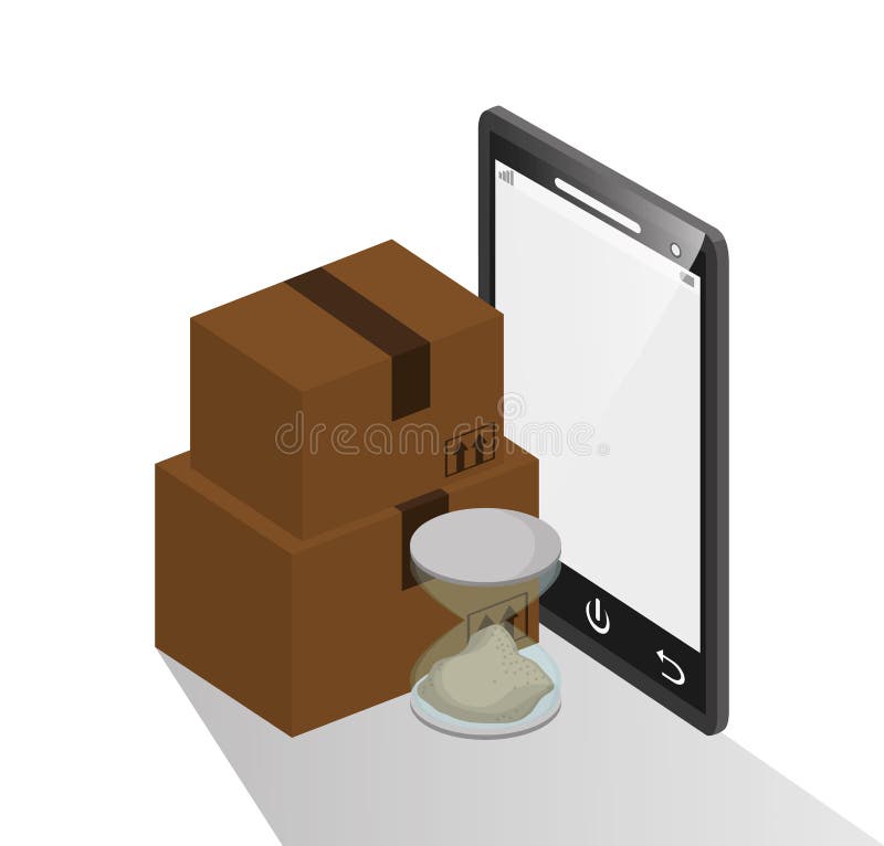 Package and Smartphone of Delivery Design Stock Illustration ...