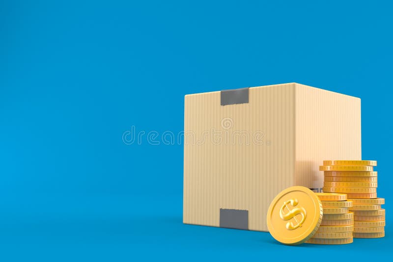 Package with Stack of Coins Stock Illustration - Illustration of golden ...