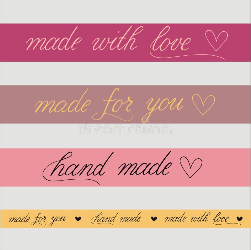 Package Tape Lettering Set with Handmade Calligraphy Stock Illustration ...