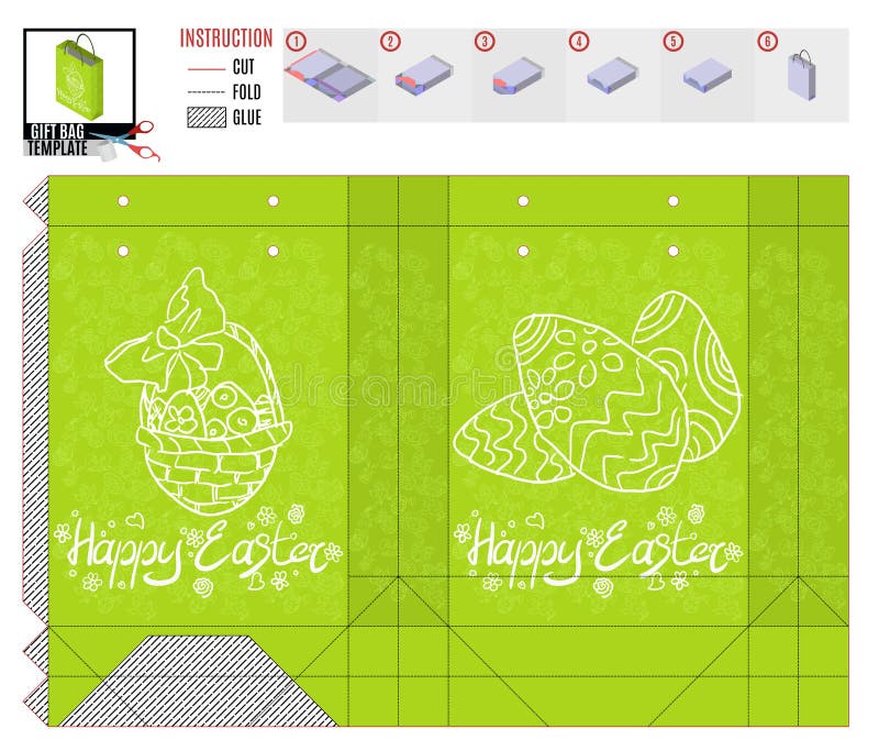 Package Template for Easter Holiday with Drawings Stock Illustration ...
