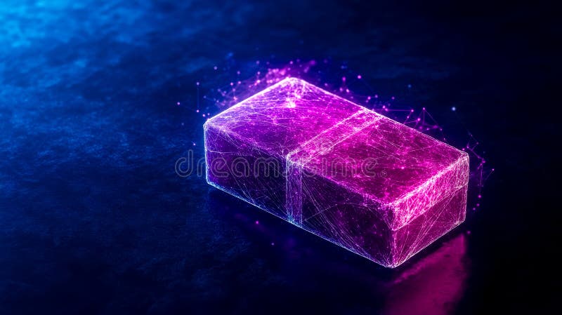 Package Tracking Technology Creating Glowing Parcel on Dark Background ...