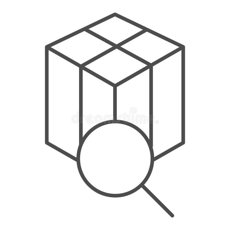 Package Tracking Thin Line Icon. Box and Magnifying Glass Vector ...