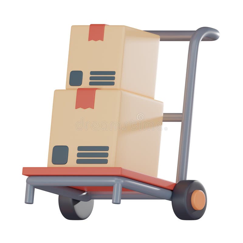 Package Trolley Icon Delivery Logistics and Distribution 3D Render ...