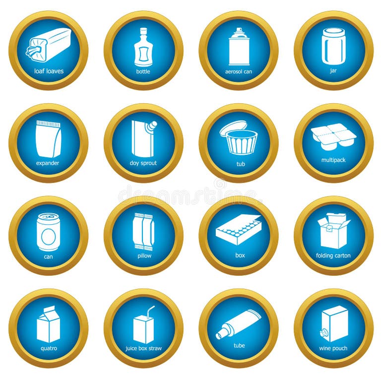 Package Types Icons Set, Simple Style Stock Vector - Illustration of ...