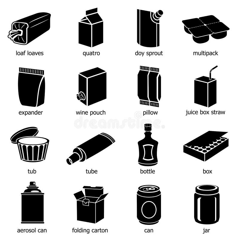 Package Types Icons Set, Simple Style Stock Vector - Illustration of ...