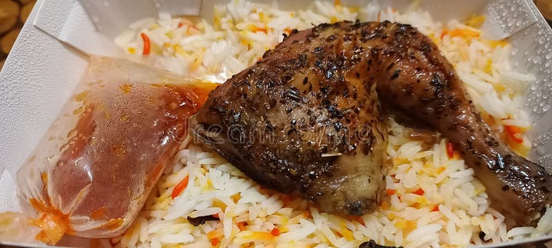 Package of Typical Middle Eastern Mandhi Rice with Spicy Red Chili ...