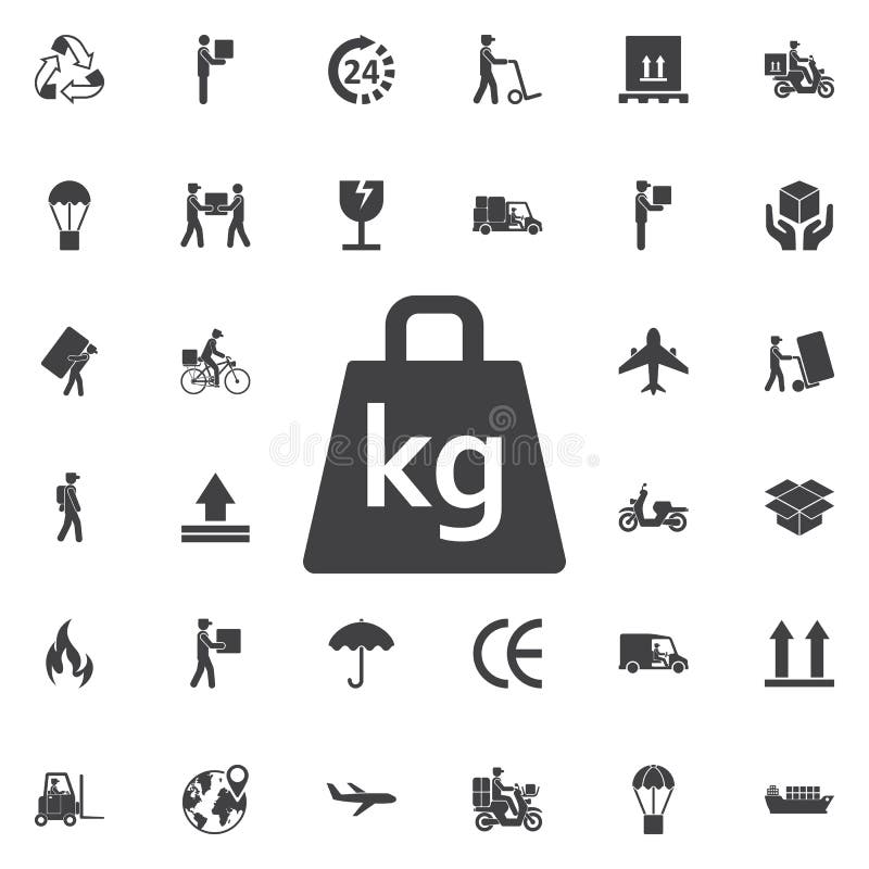 PACKAGE WEIGHT Packaging Symbol on a Corrugated Cardboard Background ...