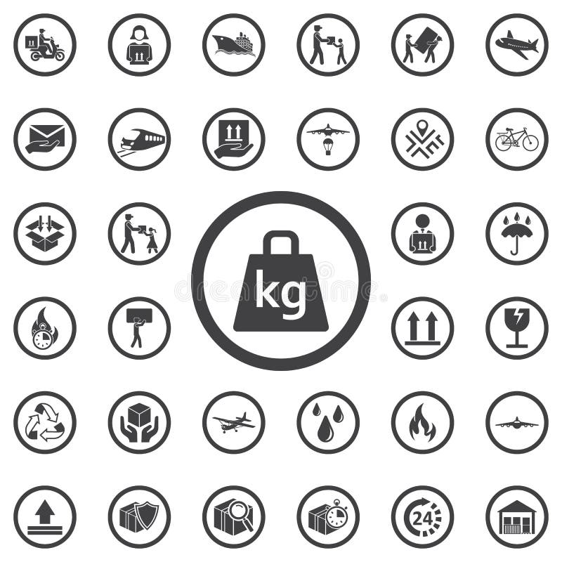 PACKAGE WEIGHT Packaging Symbol on a Corrugated Cardboard Background ...