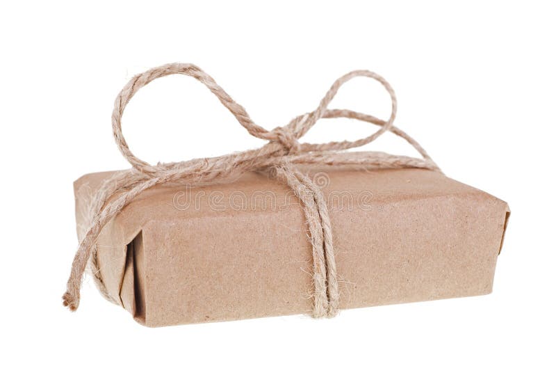 Package Wrapped with Brown Paper and String Stock Photo - Image of gift ...