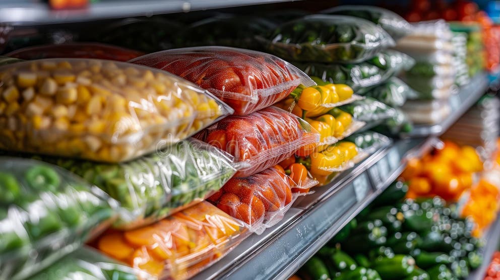 Packaged Assorted Fresh Vegetables in a Supermarket. Stock Image ...