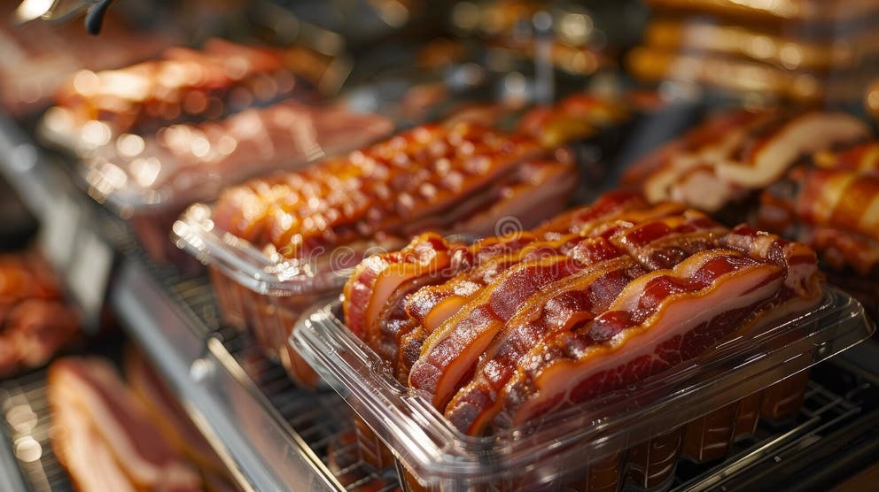 Packaged Bacon in a Supermarket Display Stock Image - Image of display ...