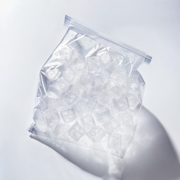 Packaged Bag of Ice with Shadow Isolated on White Background Stock ...