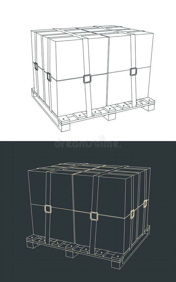 Pallet drawings set stock vector. Illustration of sketches - 210710963