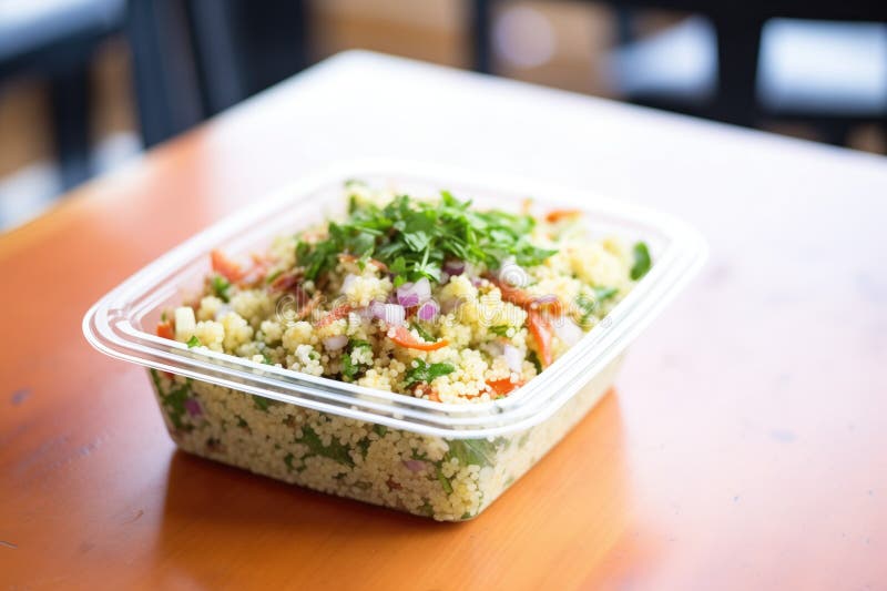 Packaged Couscous Salad in a Clear Takeout Container Stock Photo ...