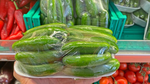 Packaged Cucumbers from the Market Stall Stock Photo - Image of ...