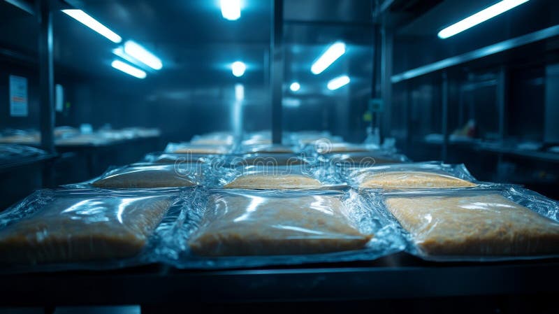 Packaged Food Products in a Factory Setting Stock Illustration ...