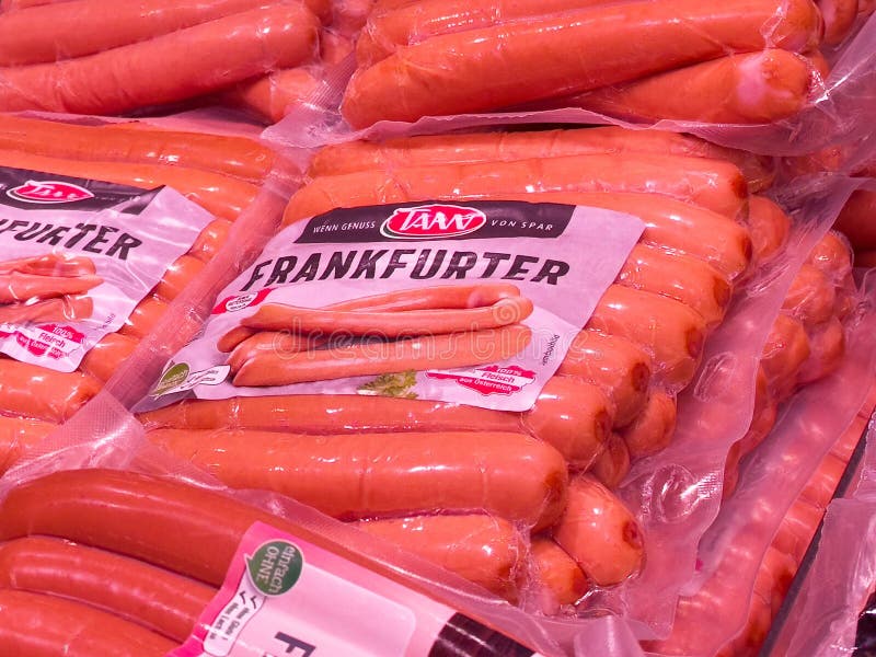Packaged Frankfurter Sausages in Supermarket Display Editorial Stock ...