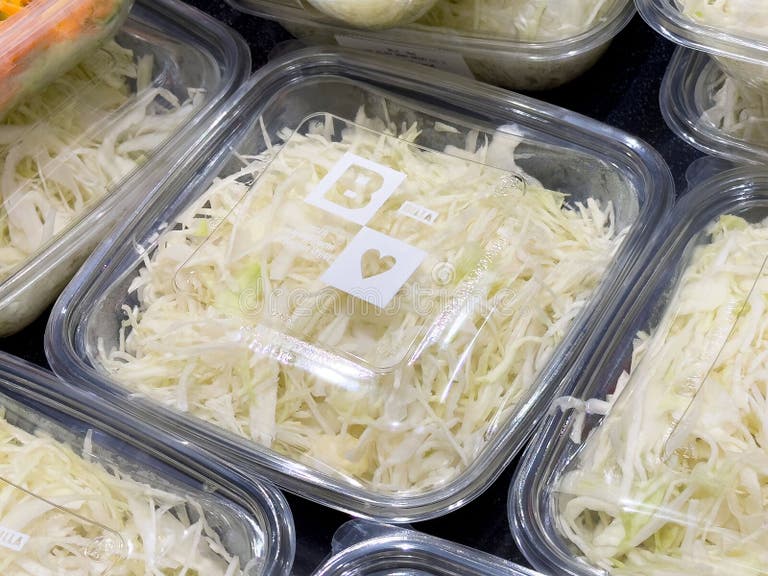 Packaged Fresh Shredded Cabbage in Clear Plastic Containers Editorial ...