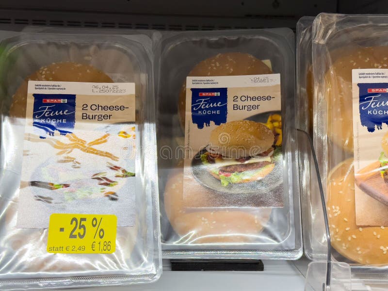 Packaged Hamburgers with Discount in Supermarket Refrigerated Section ...