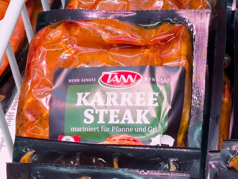 Packaged Karree Steak for Pan and Grill Cooking in German Supermarket ...