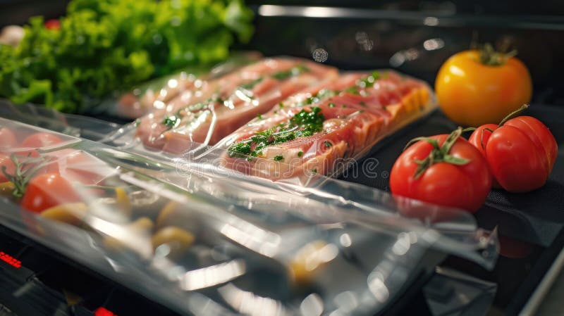 A Packaged Meat Product Sits on a Counter, Ready for Use Stock Photo ...