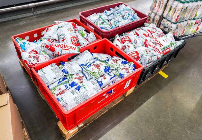 Packaged Milk in Plastic Boxes in a Superstore Editorial Stock Image ...