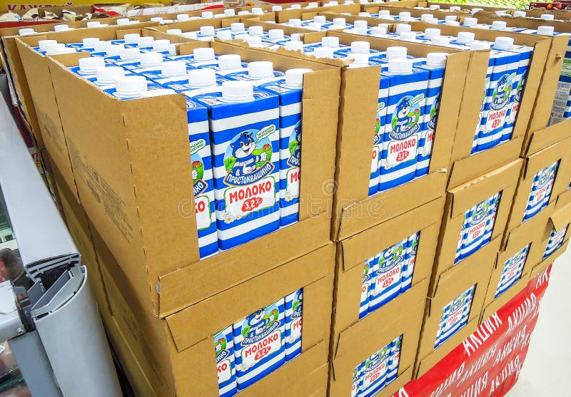 Packaged Milk Ready for Sale in Superstore Editorial Photo - Image of ...