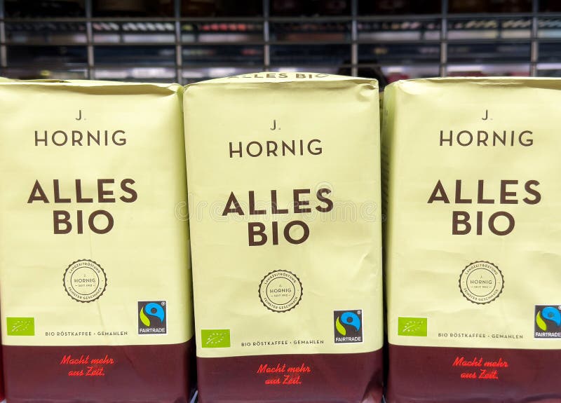 Packaged Organic Coffee Products with Eco-friendly Labeling Displayed ...
